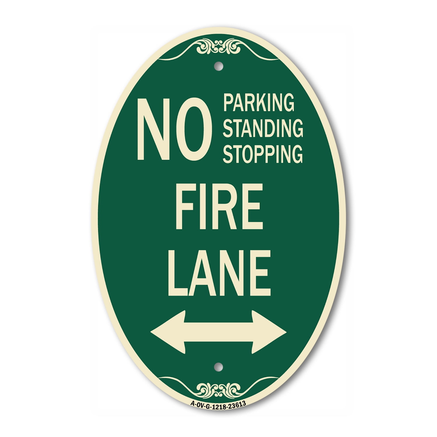 SignMission Designer Oval Series Sign - No Parking Standing or Stopping ...