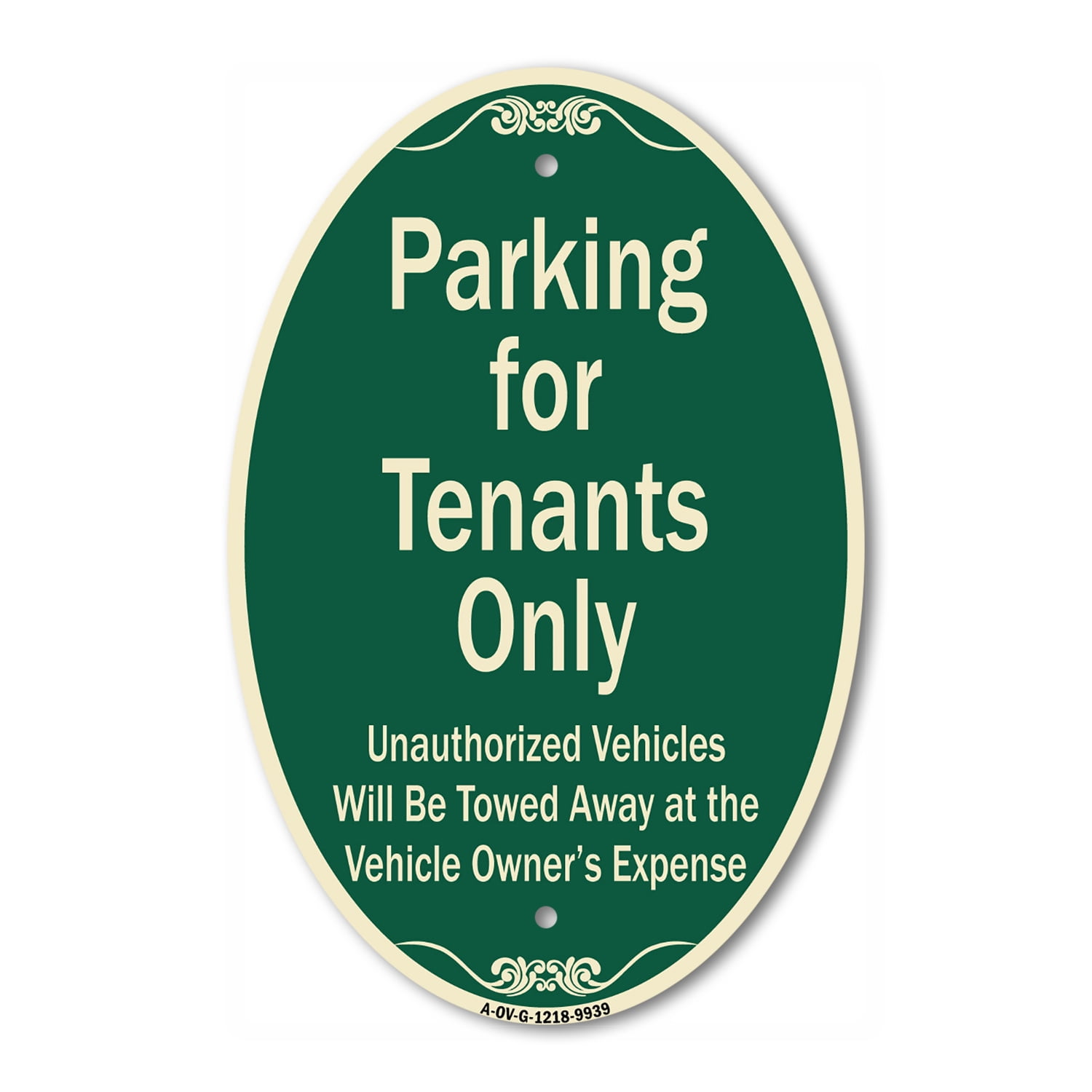 SignMission Designer Oval Series Sign - Parking For Tenants Only ...