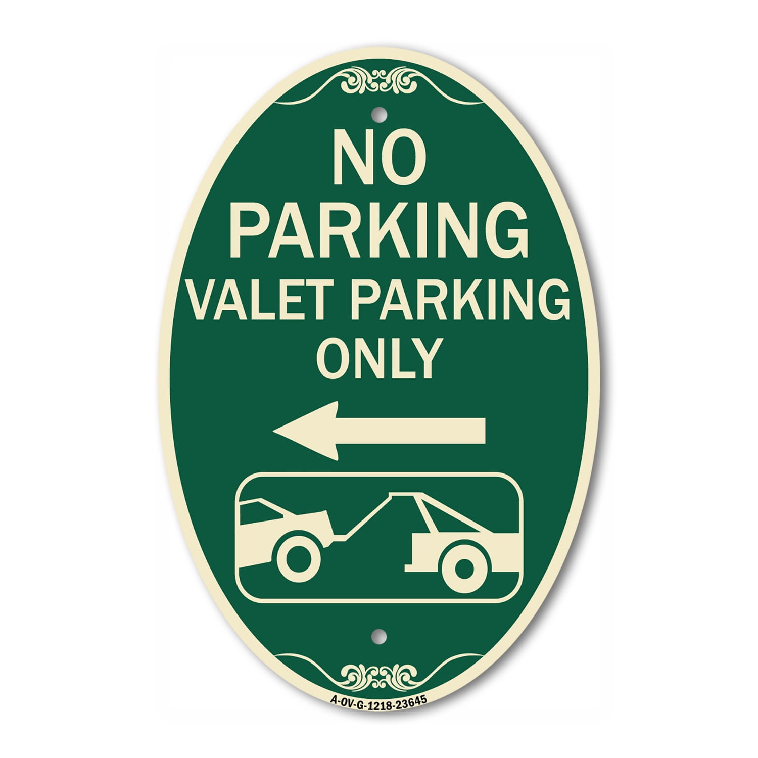 SignMission Designer Oval Series Sign - No Parking Valet Parking Only ...