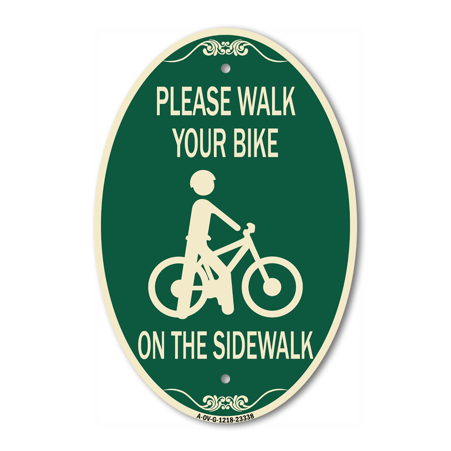 SignMission Designer Oval Series Sign - Pavement Stencil Please Walk ...