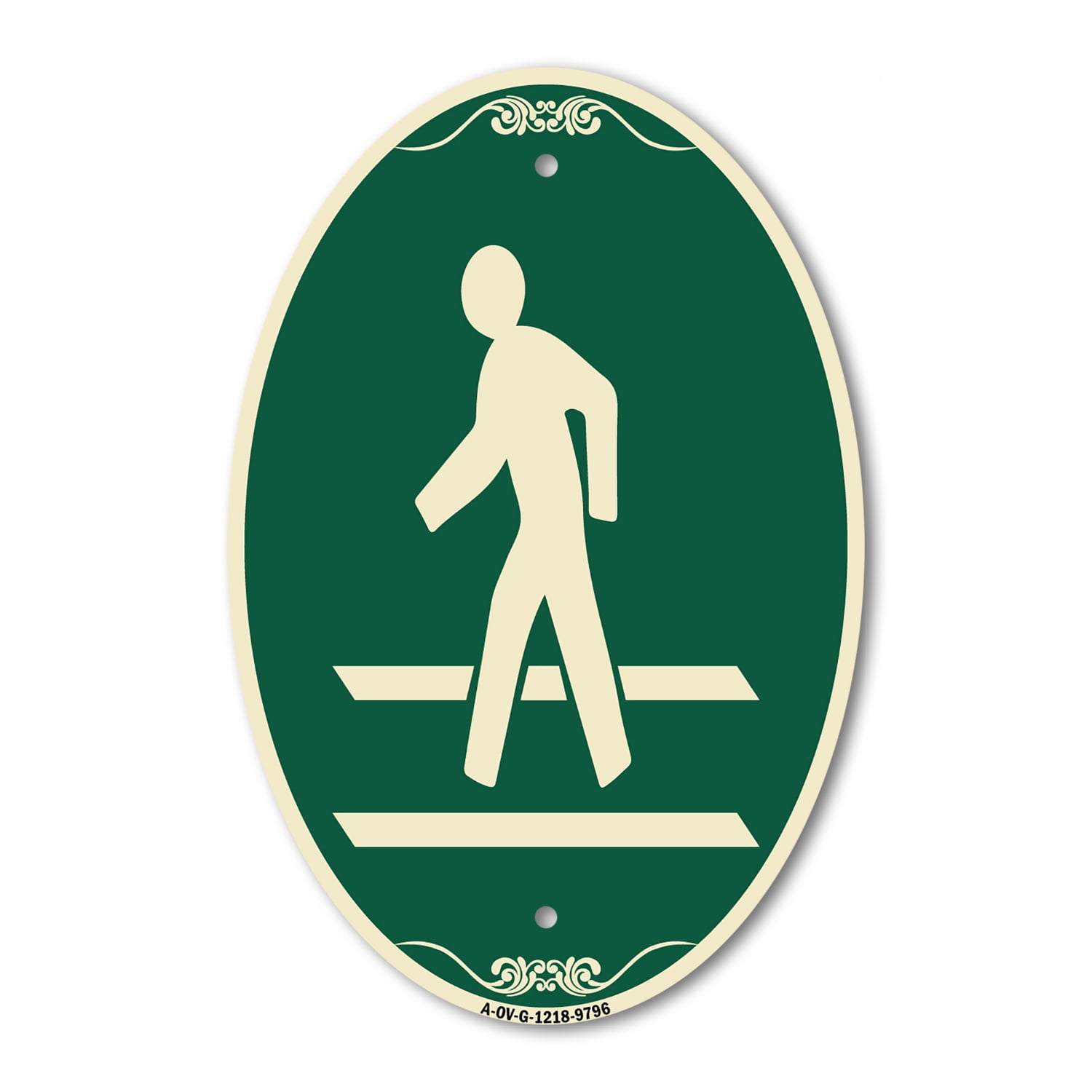 SignMission Designer Oval Series Sign - Pedestrian Crossing | Green ...