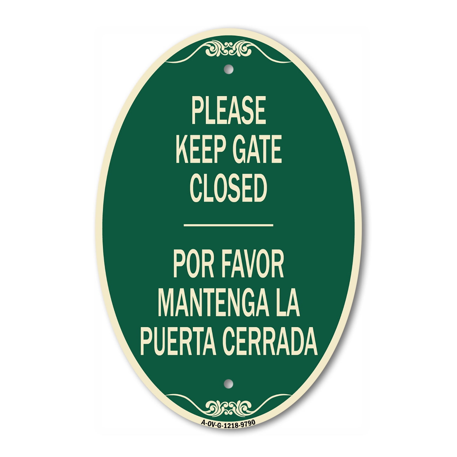 SignMission Designer Oval Series Sign - Please Keep Gate Closed Por ...