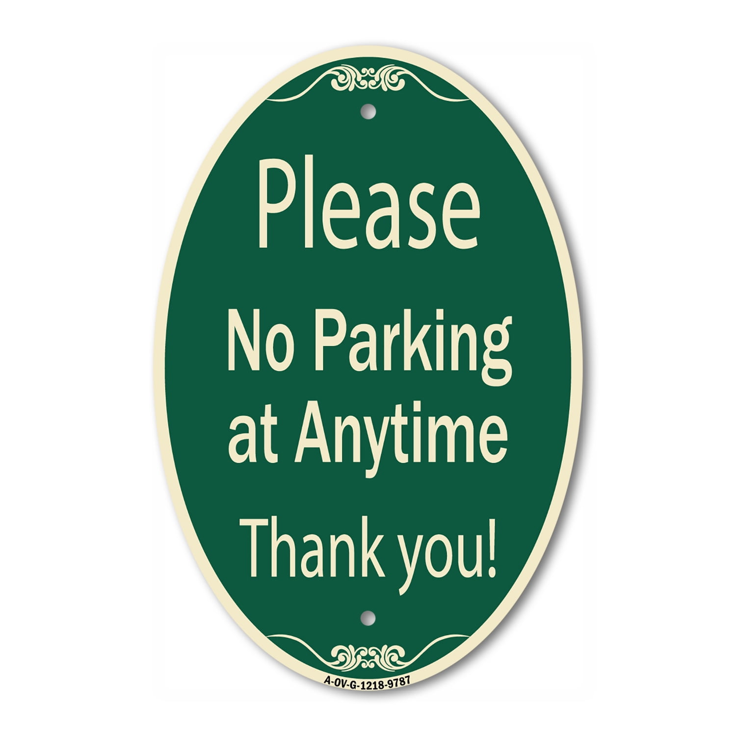 SignMission Designer Oval Series Sign - Please No Parking At Anytime ...