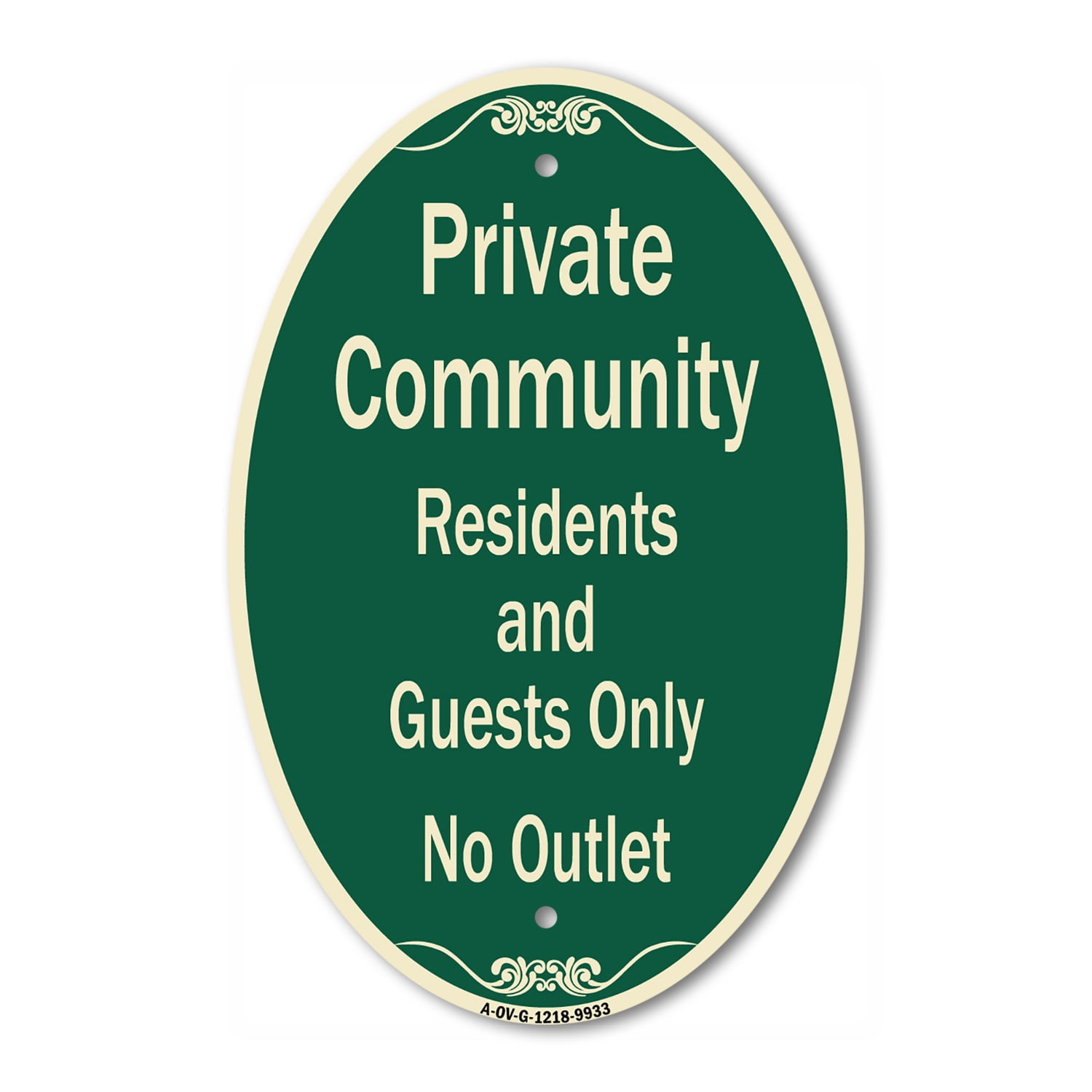 SignMission Designer Oval Series Sign - Private Community Residents And ...