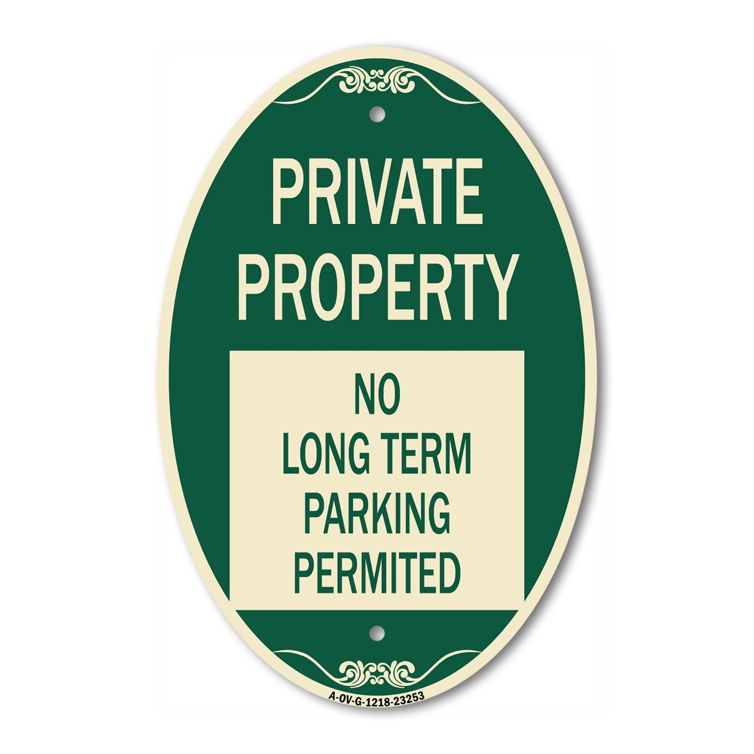 SignMission Designer Oval Series Sign - Private Property - No Long-Term ...