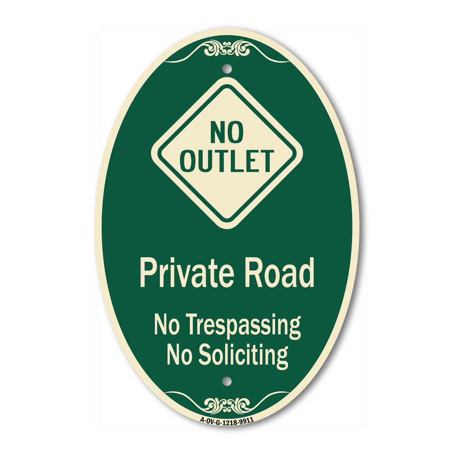 SignMission Designer Oval Series Sign - Private Road No Trespassing Or ...