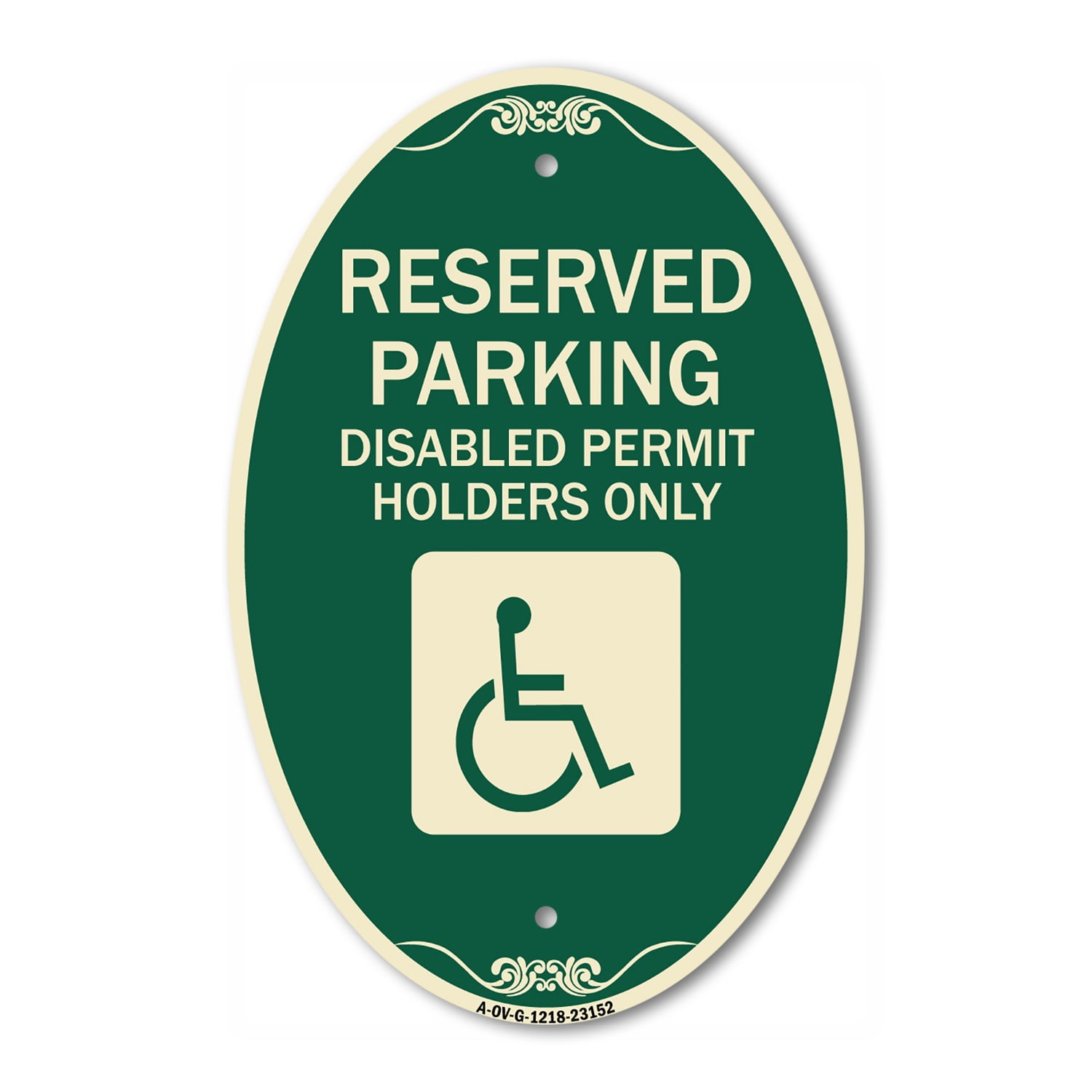 SignMission Designer Oval Series Sign - Reserved Parking - Disabled ...