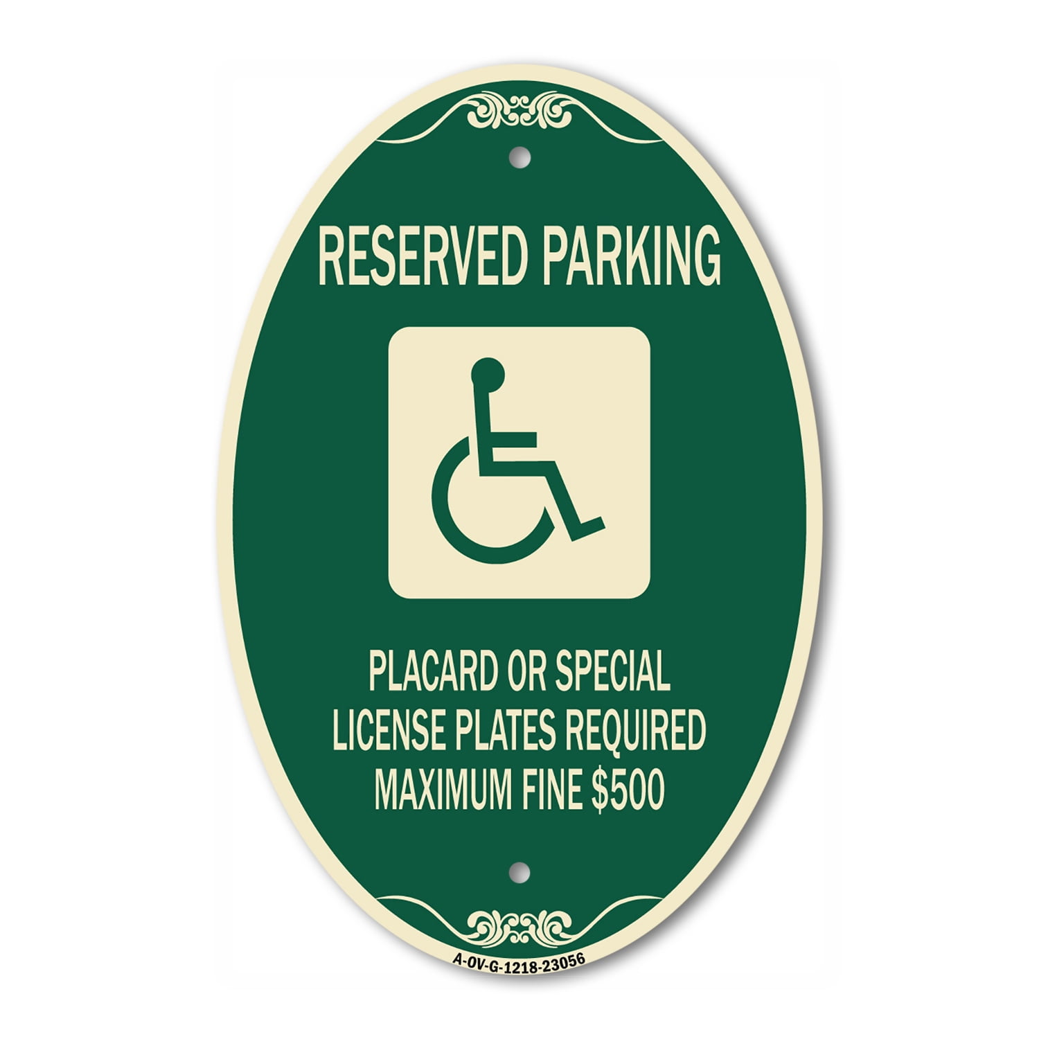 SignMission Designer Oval Series Sign - Reserved Parking Placard or ...
