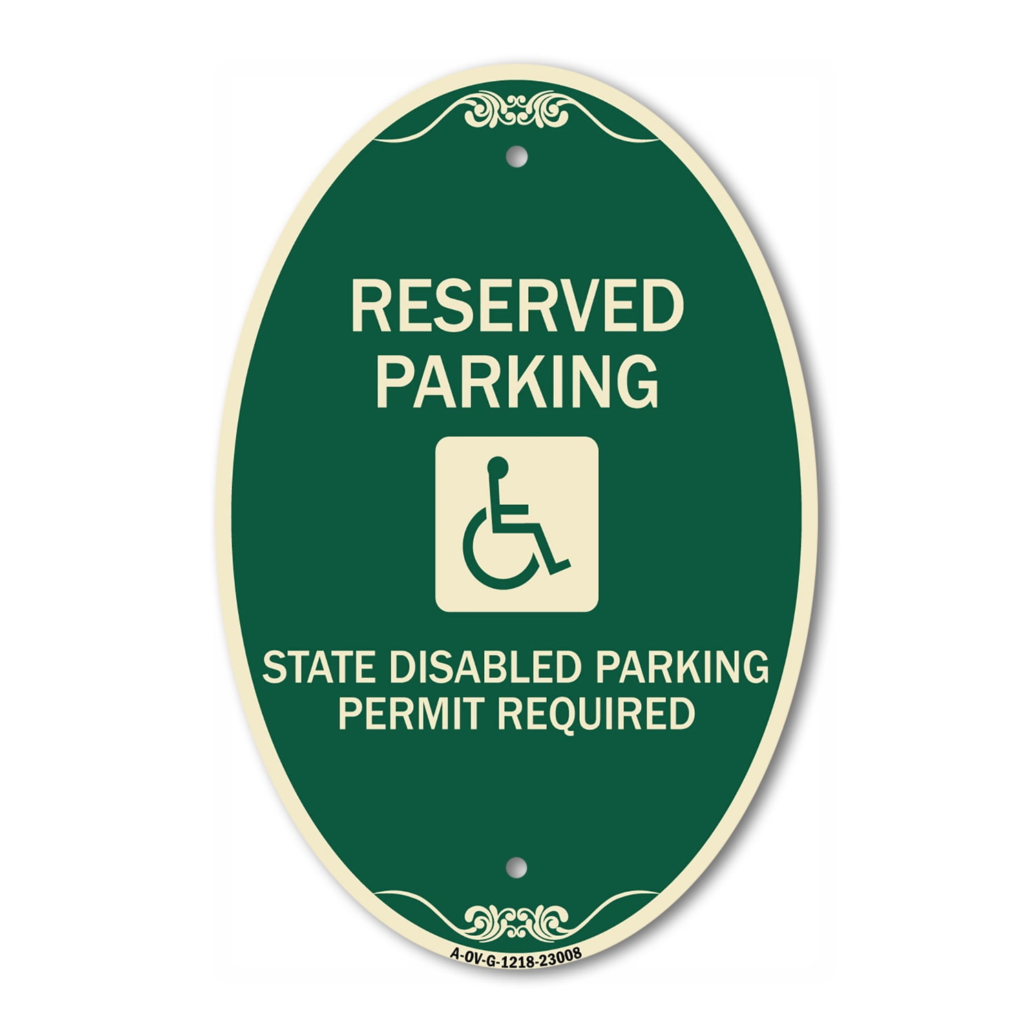 SignMission Designer Oval Series Sign - Reserved Parking State Disabled ...