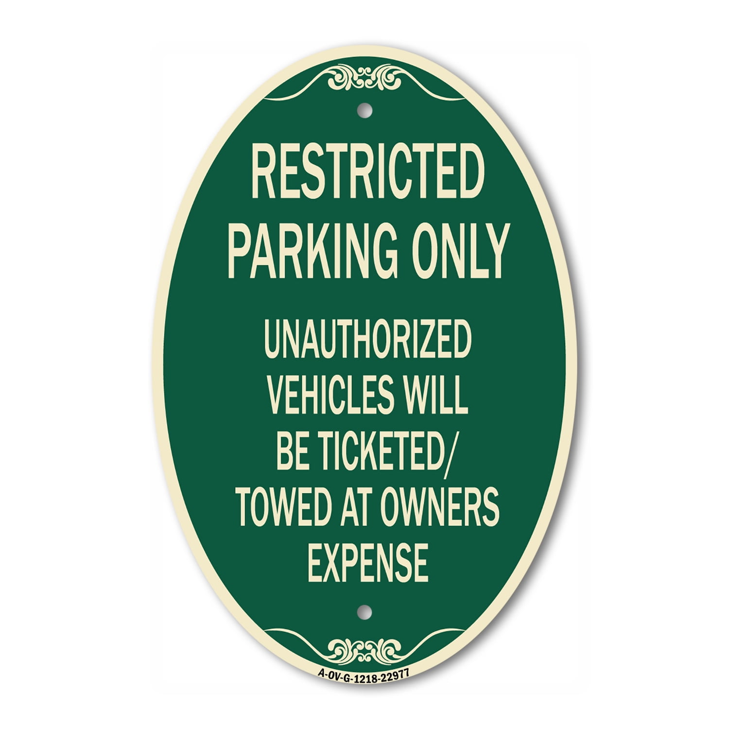 SignMission Designer Oval Series Sign - Restricted Parking Only ...
