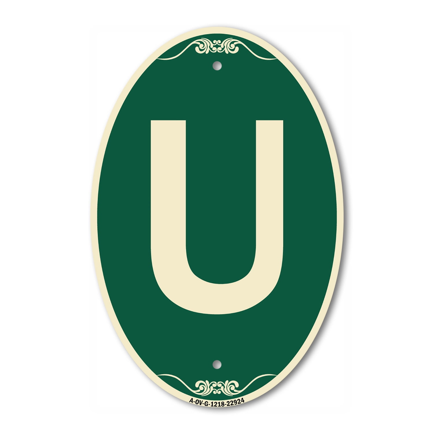 SignMission Designer Oval Series Sign - Sign with Letter U | Green ...