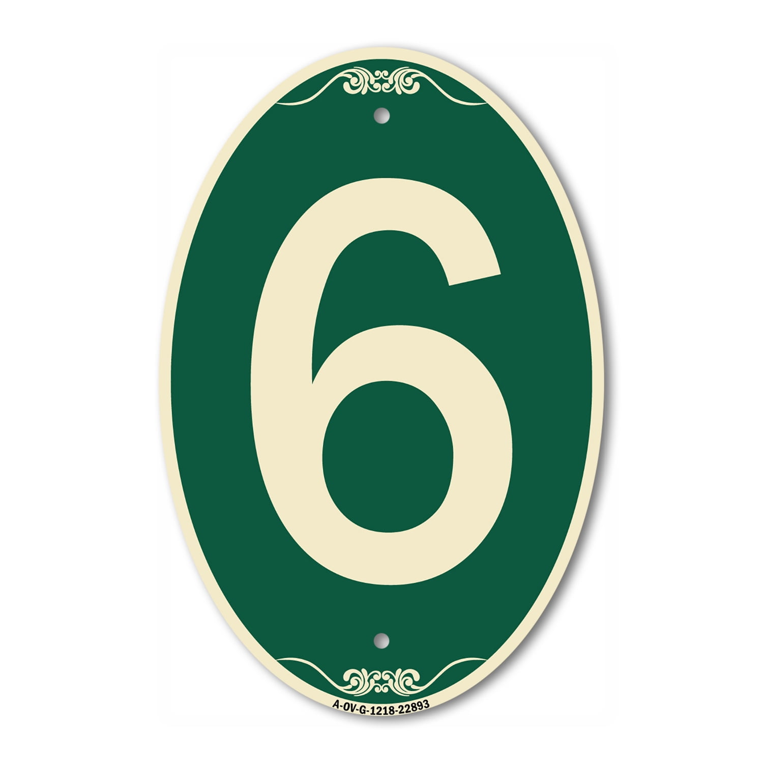 SignMission Designer Oval Series Sign - Sign with Number 6 | Green ...