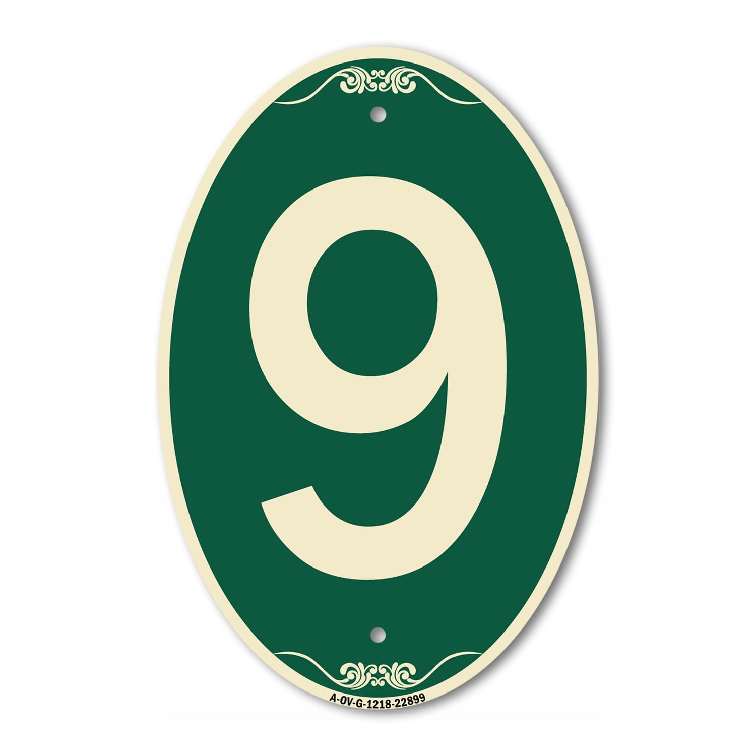 SignMission Designer Oval Series Sign - Sign with Number '9 | Green ...