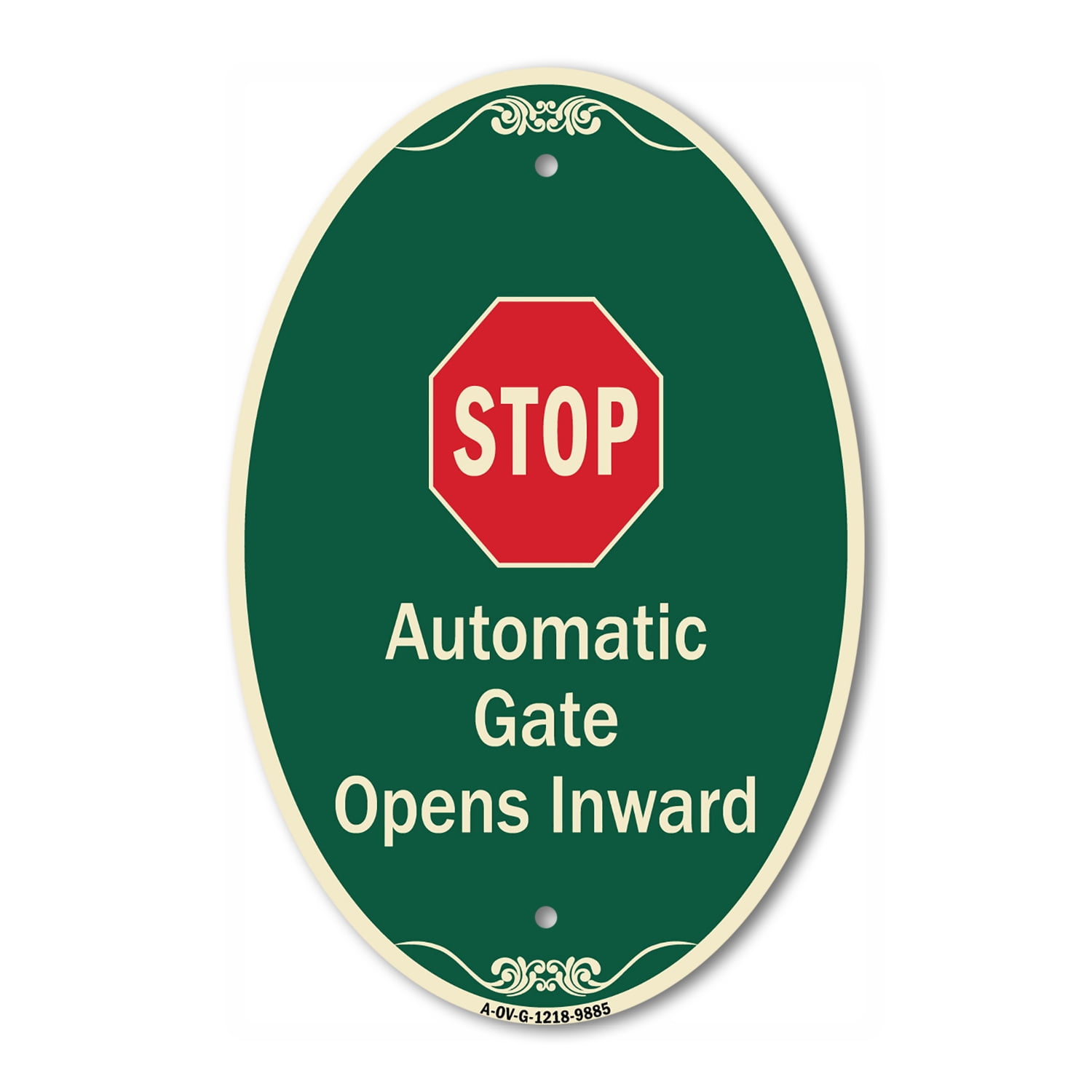 SignMission Designer Oval Series Sign - Stop, Automatic Gate, Opens ...