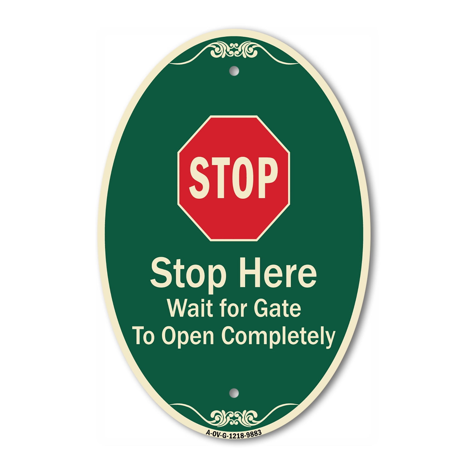 SignMission Designer Oval Series Sign - Stop, Wait For Gate To Open ...