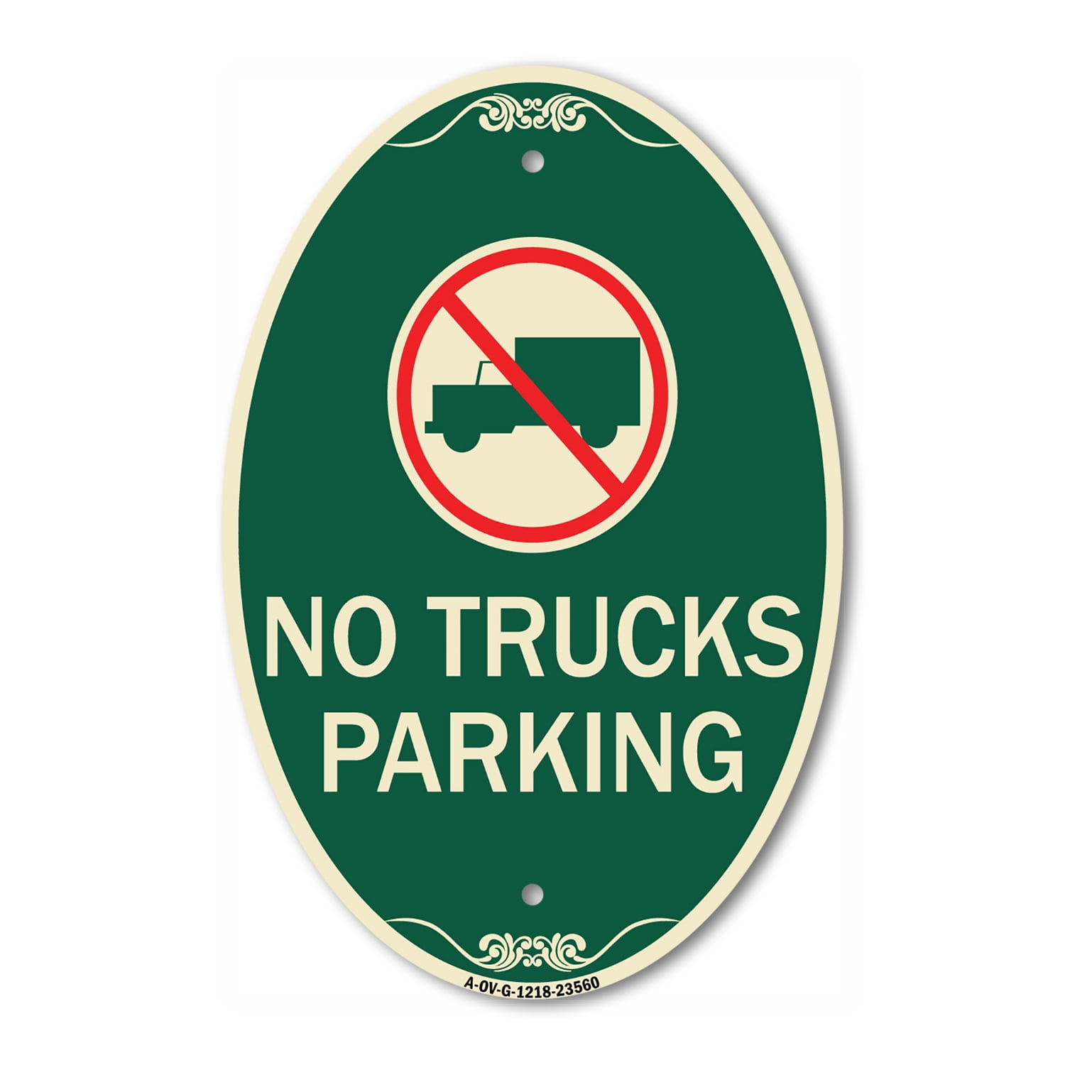 SignMission Designer Oval Series Sign - No Truck Sign No Truck Parking ...