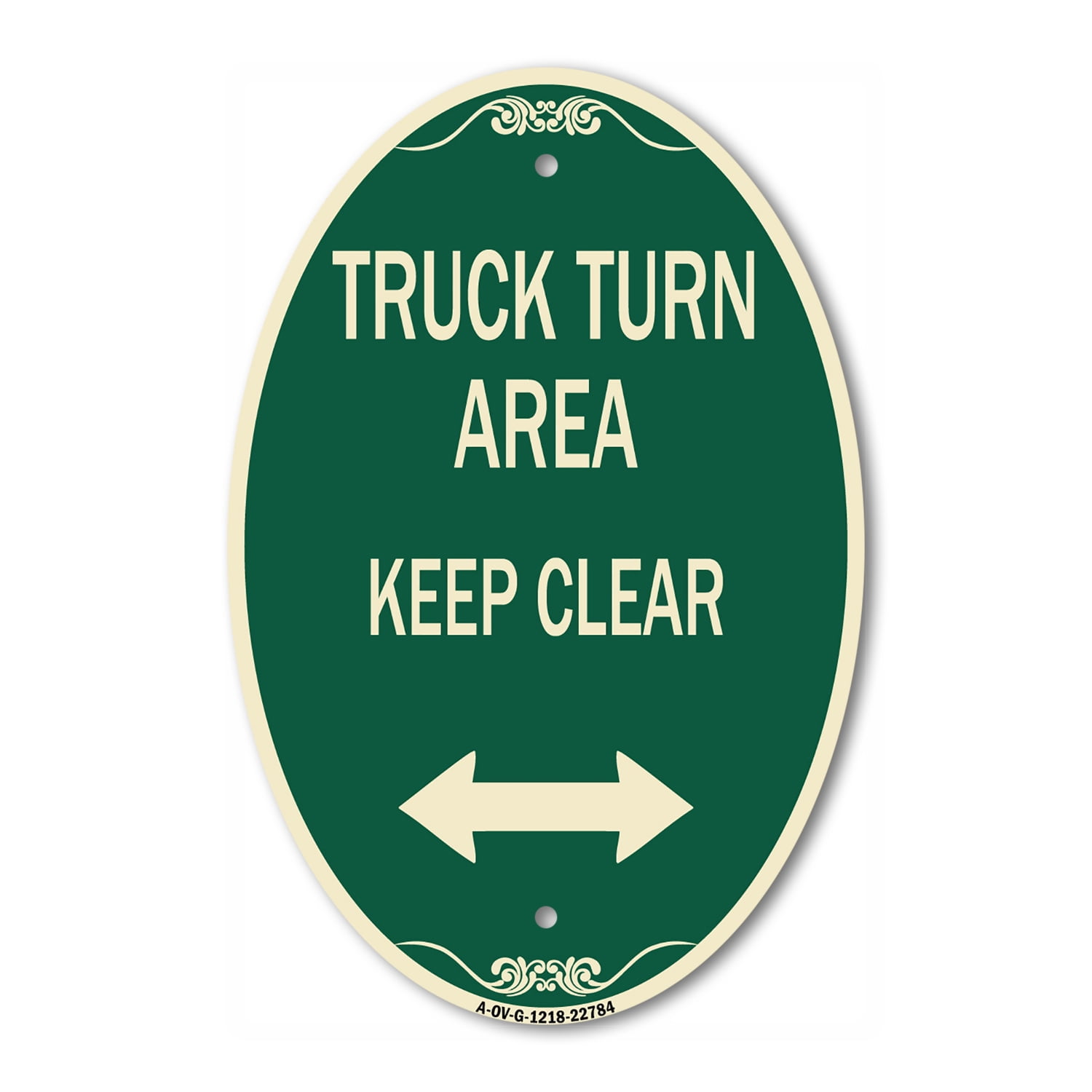SignMission Designer Oval Series Sign - Truck Turn Area Keep Clear ...
