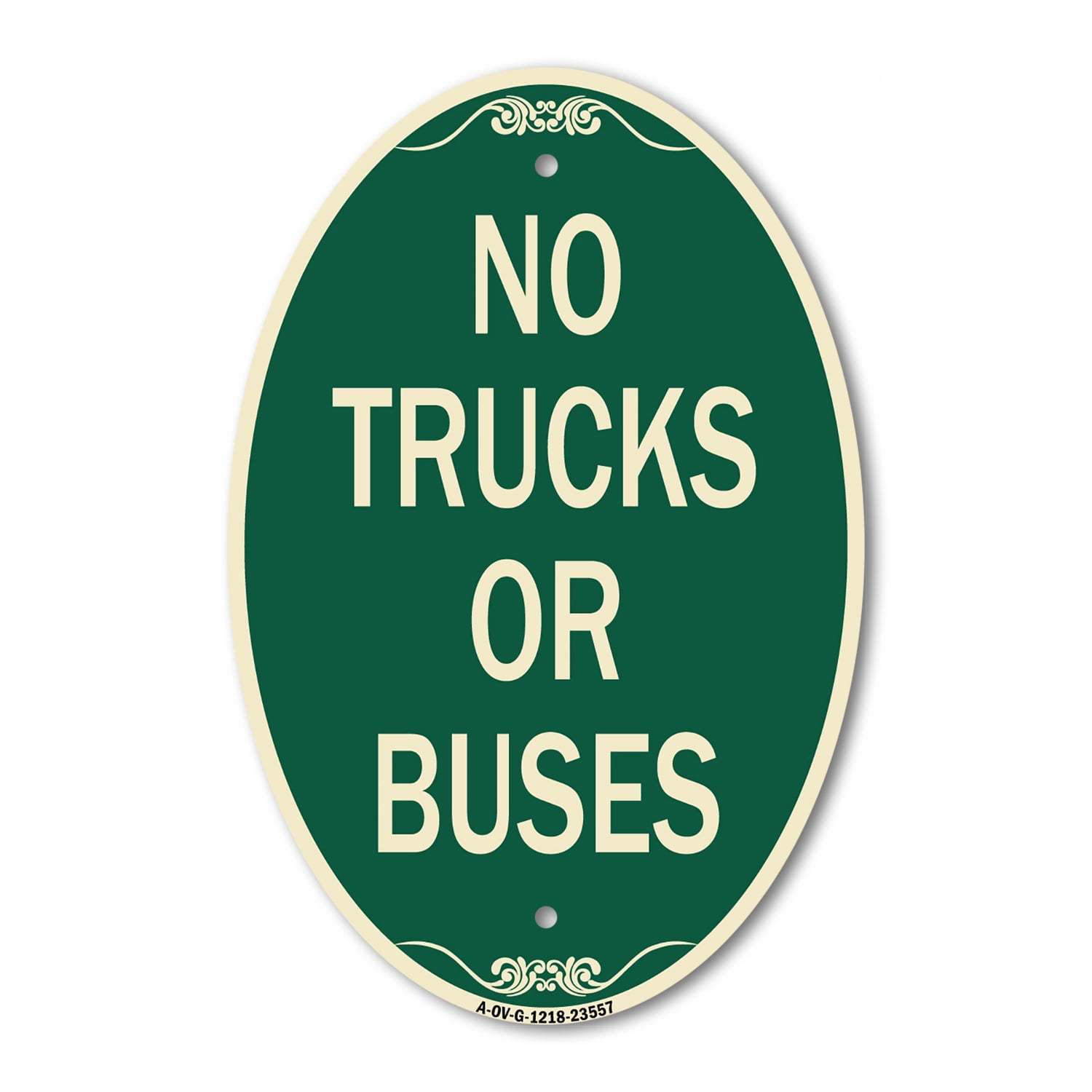 SignMission Designer Oval Series Sign - No Trucks or Buses | Green ...