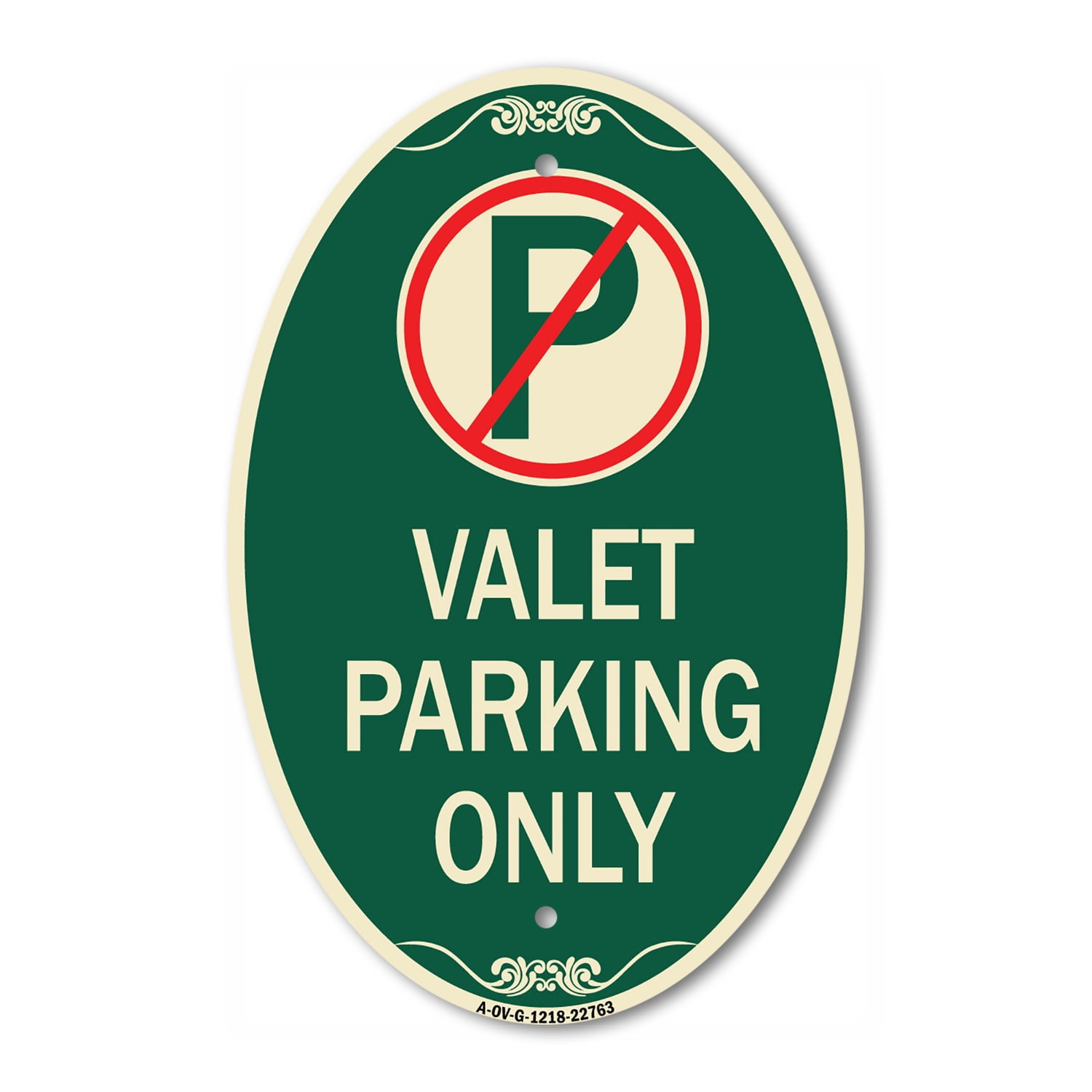 SignMission Designer Oval Series Sign - Valet Parking Only | Green ...