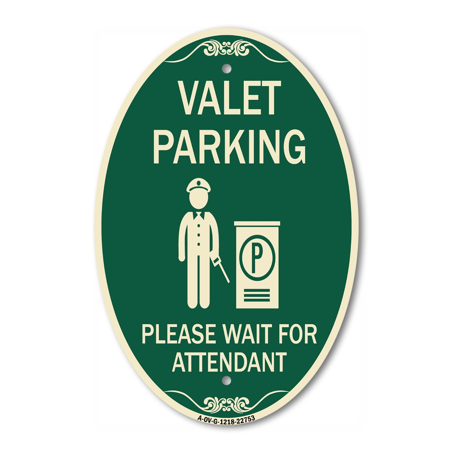 SignMission Designer Oval Series Sign - Valet Parking Please Wait for ...