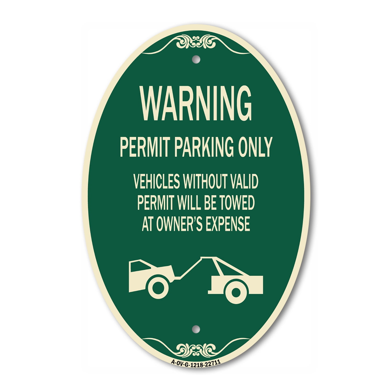 SignMission Designer Oval Series Sign - Warning Permit Parking Only ...