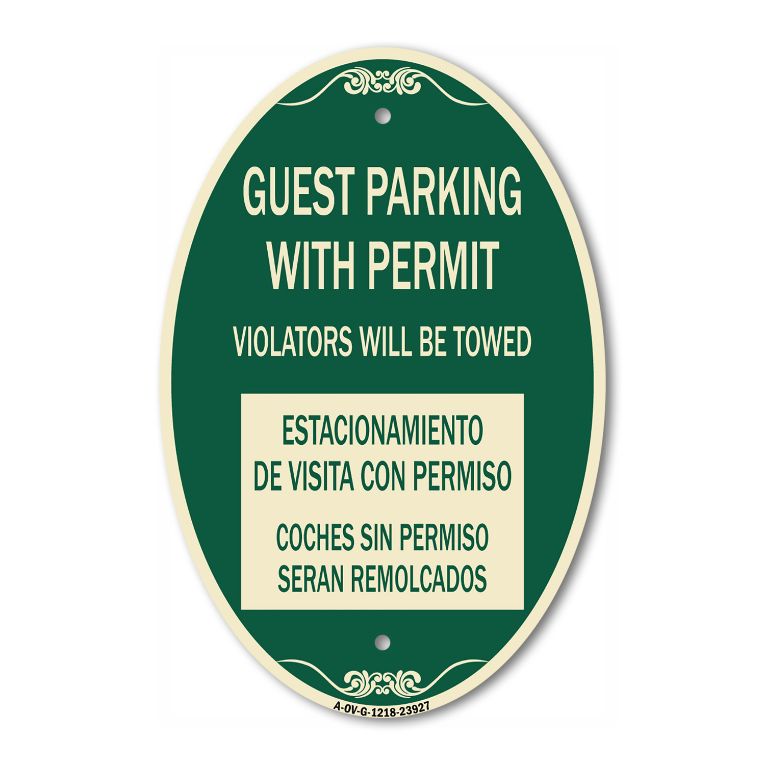 SignMission Designer Oval Sign - Guest Parking with Permit Violators ...