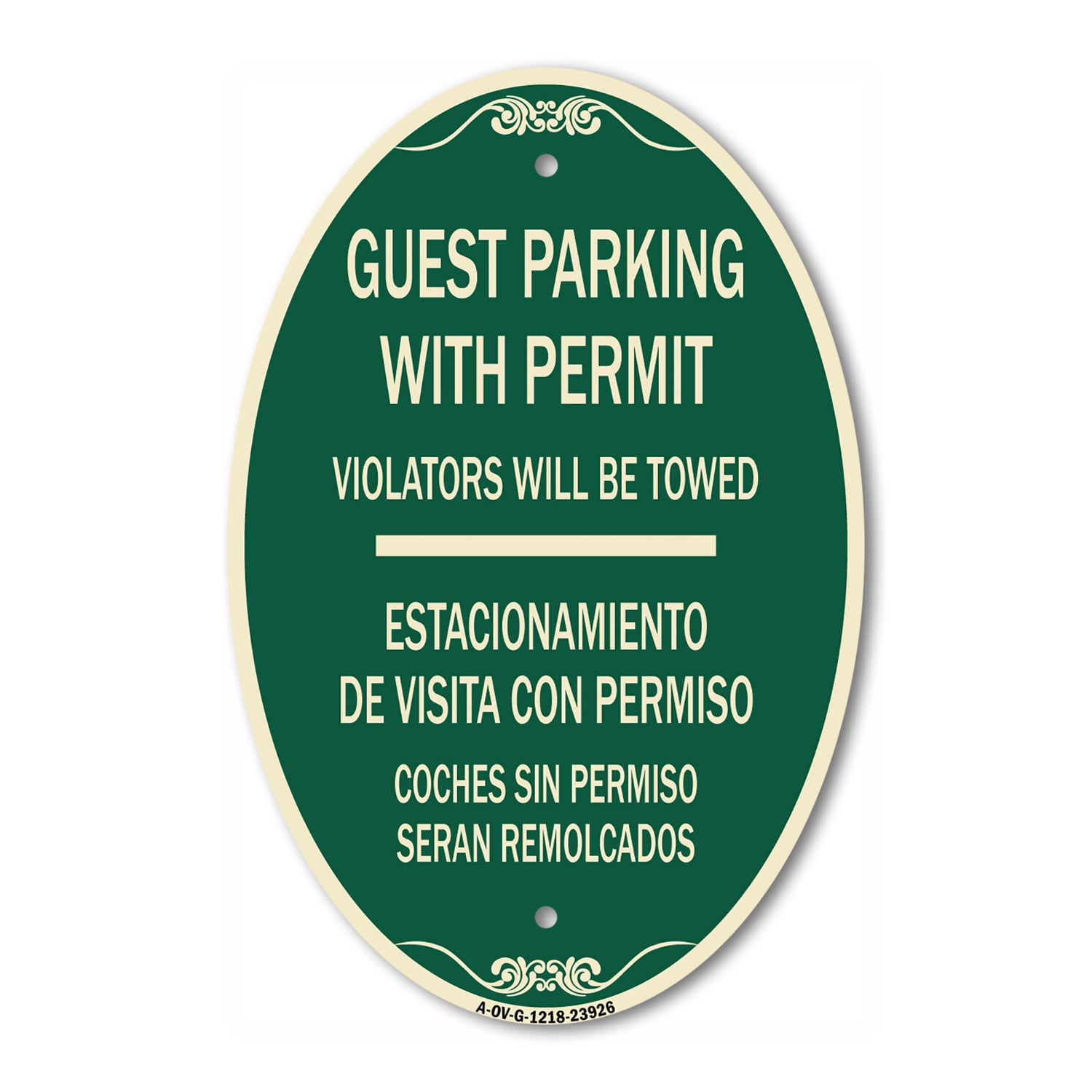 SignMission Designer Oval Sign - Guest Parking with Permit Violators ...
