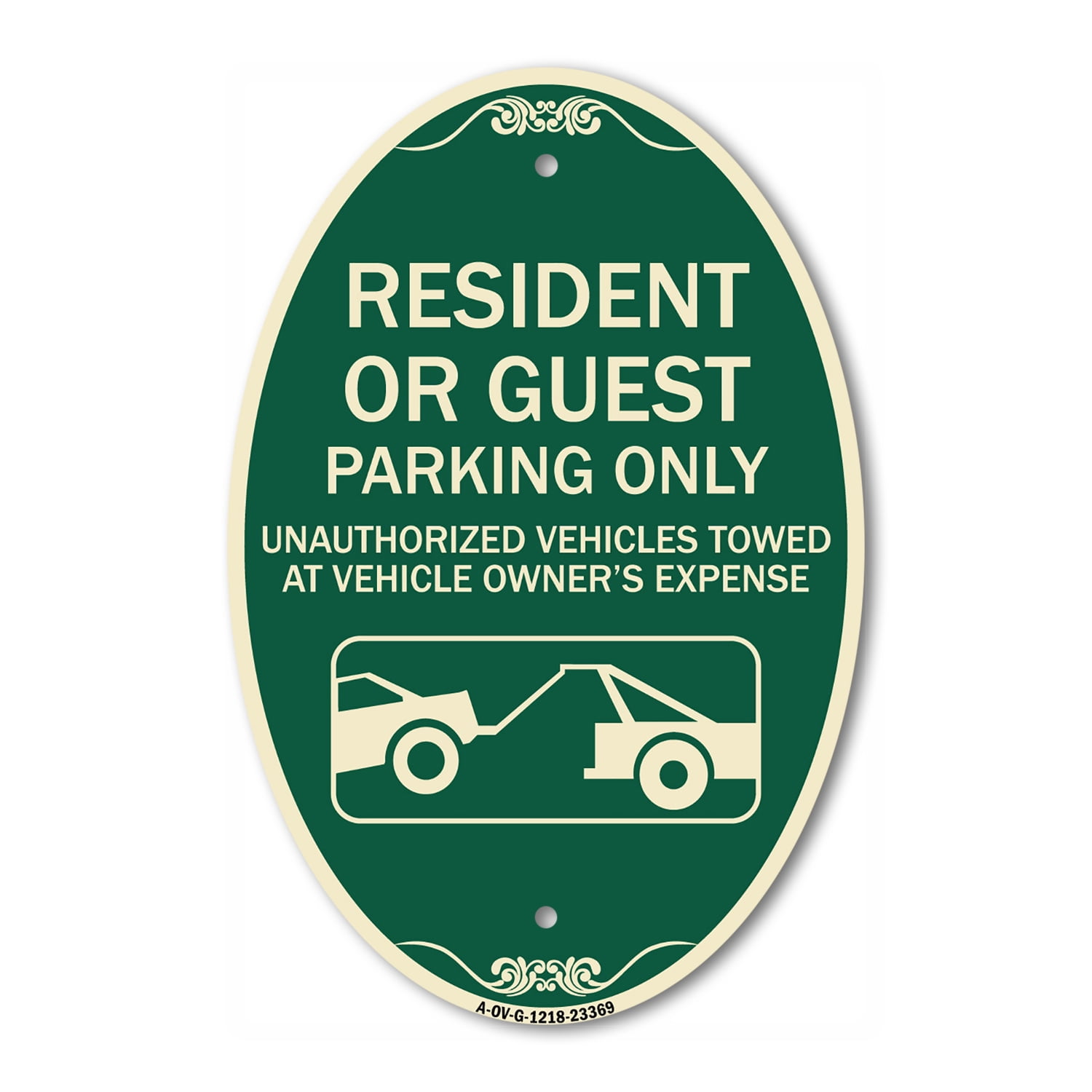 SignMission Designer Oval Sign - Parking Restriction Sign Resident or ...