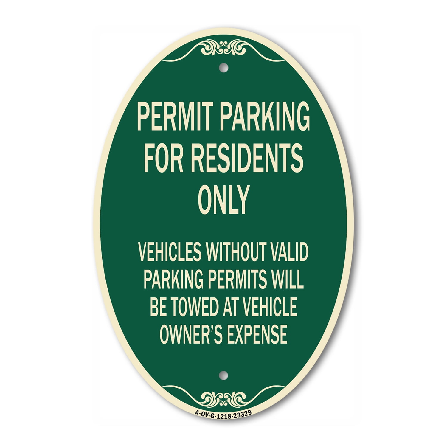 SignMission Designer Oval Sign - Permit Parking for Residents Only ...