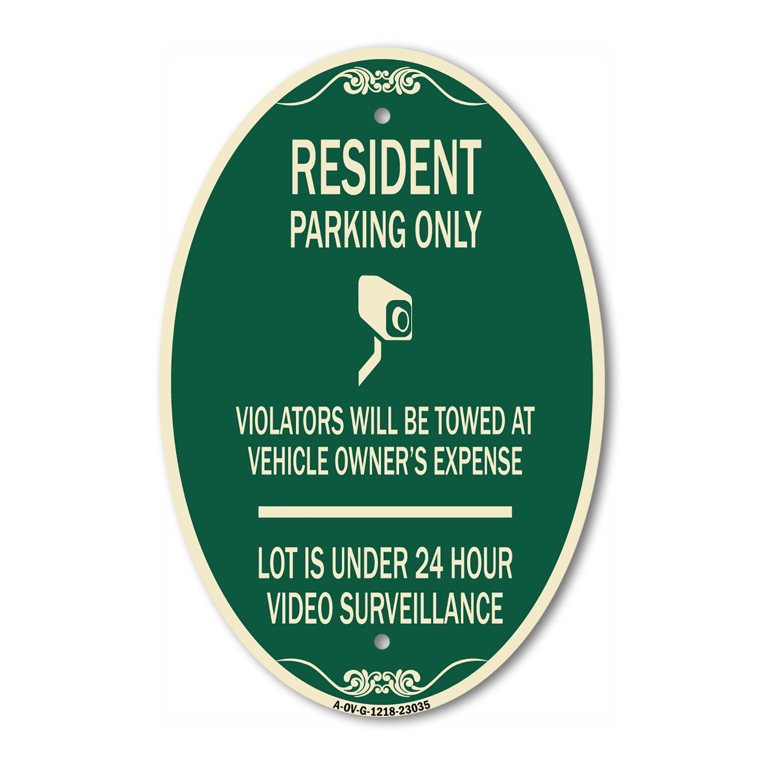 SignMission Designer Oval Sign - Reserved Parking Sign Resident Parking ...