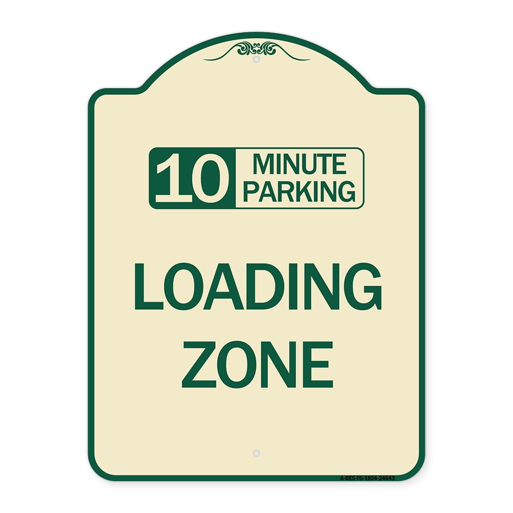 SignMission Designer Series Sign - 10 Minute Parking Loading Zone | Tan ...