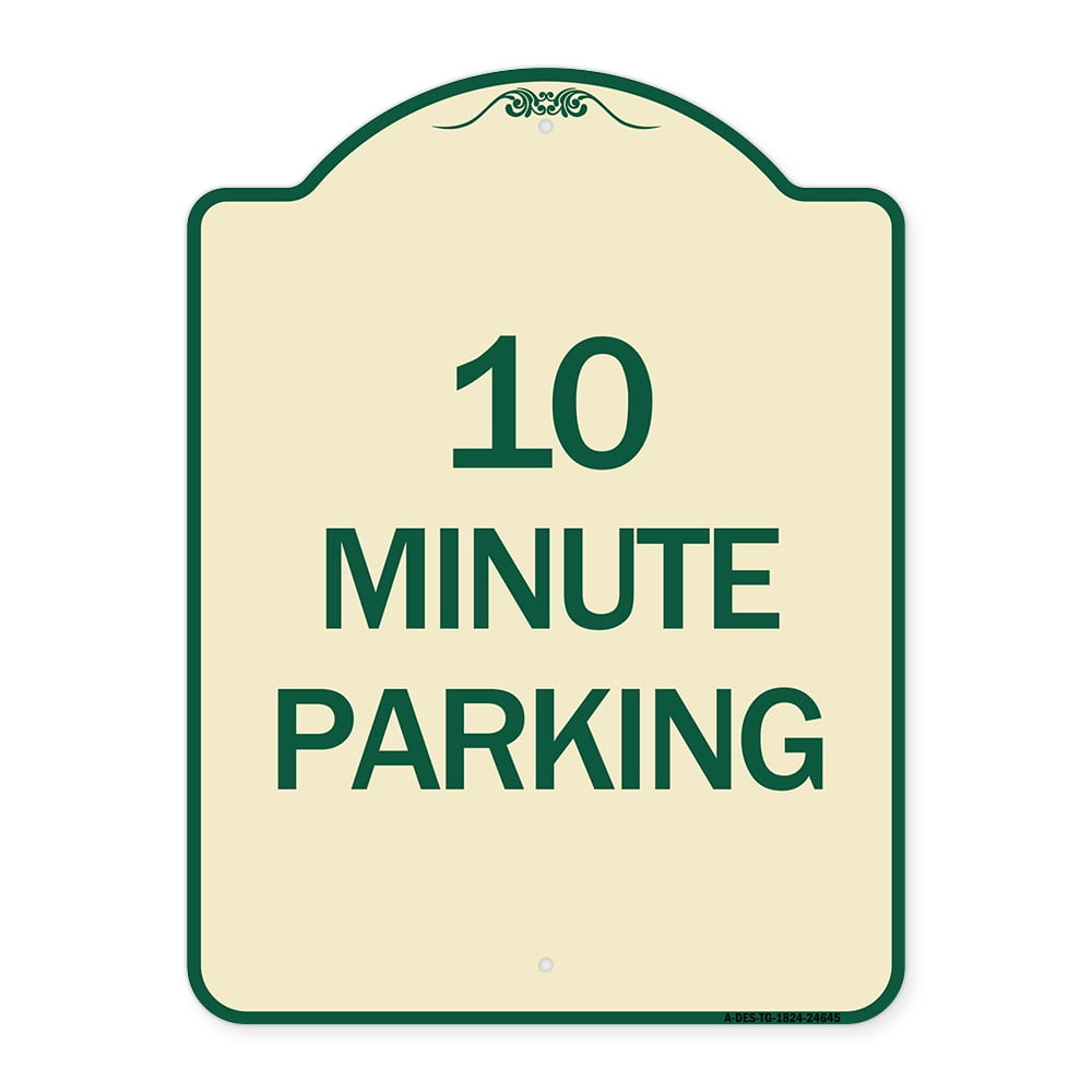 SignMission Designer Series Sign - 10 Minute Parking | Tan & Green 18 ...