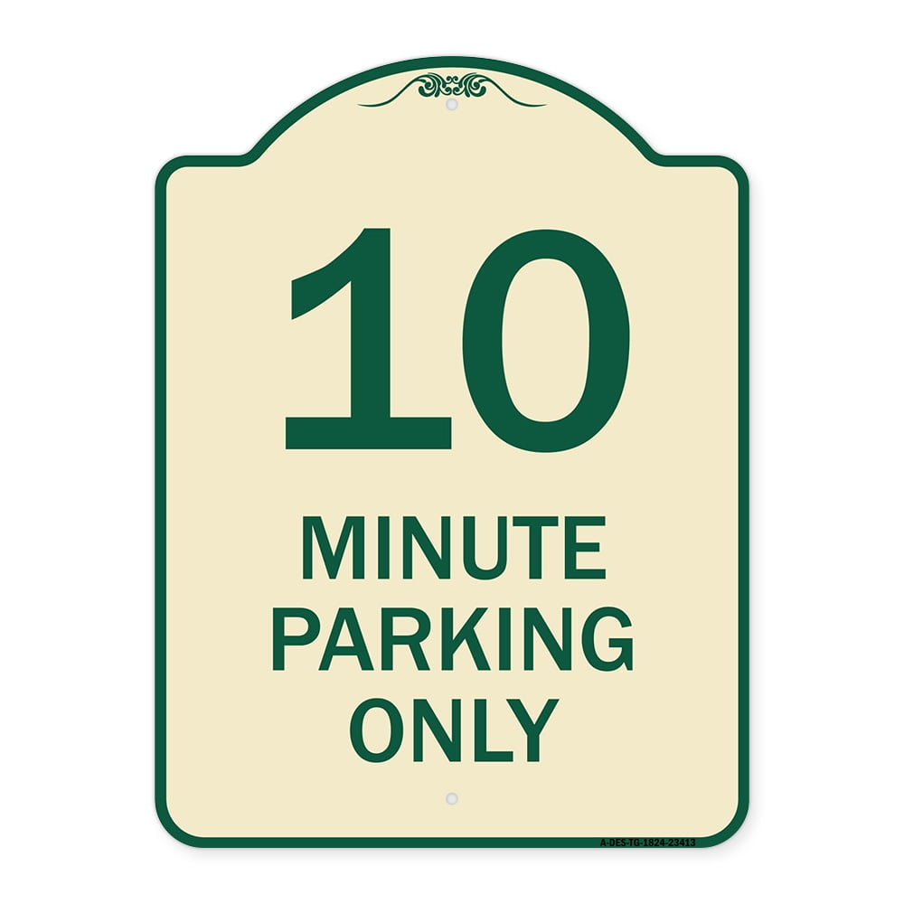 SignMission Designer Series Sign - 10 Minute Parking Only | Tan & Green ...