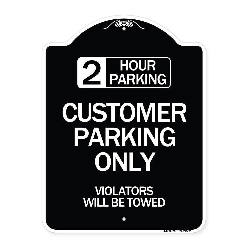 SignMission Designer Series Sign - 2 Hour Parking - Customer Parking ...