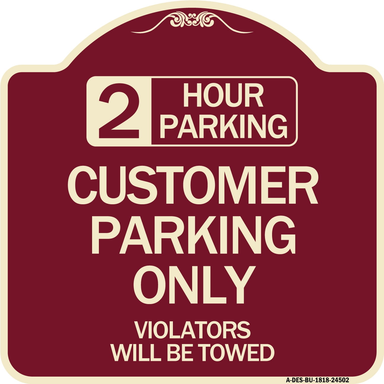SignMission Designer Series Sign - 2 Hour Parking - Customer Parking ...