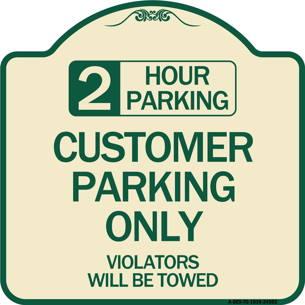 SignMission Designer Series Sign - 2 Hour Parking - Customer Parking ...