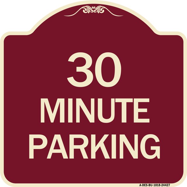 SignMission Designer Series Sign - 30 Minute Parking | Burgundy 18" X ...