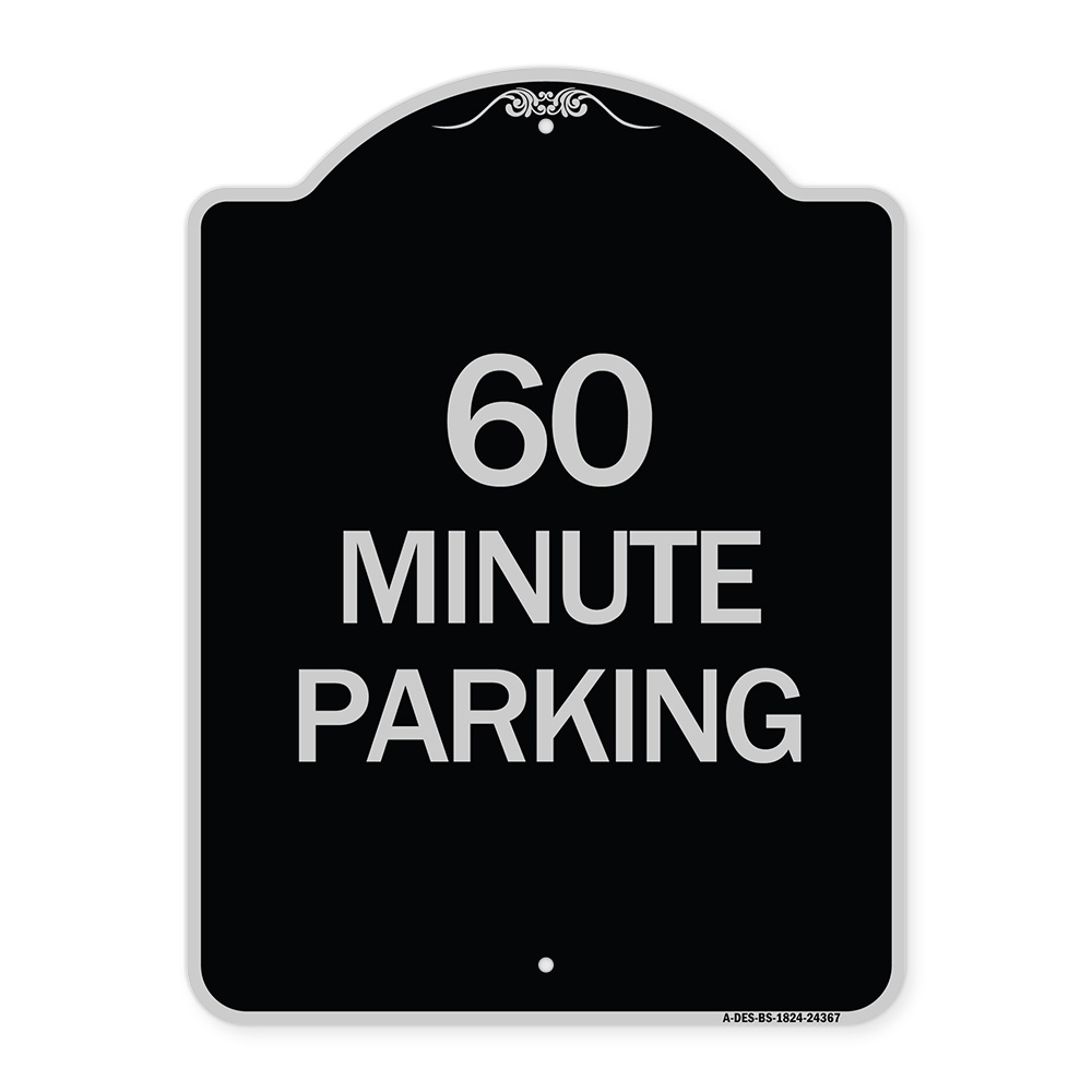 SignMission Designer Series Sign - 60 Minute Parking | Black & Silver ...