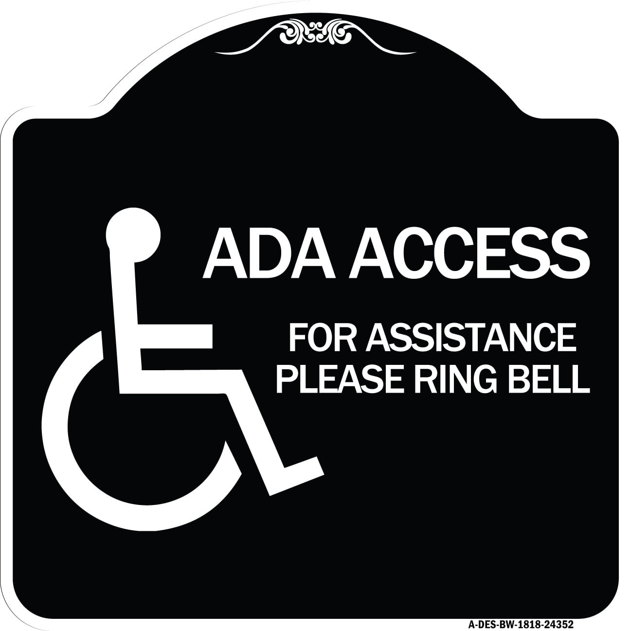 SignMission Designer Series Sign - ADA Access for Assistance Ring Bell ...