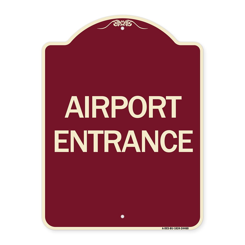 SignMission Designer Series Sign - Airport Entrance | Burgundy 18" x 24 ...