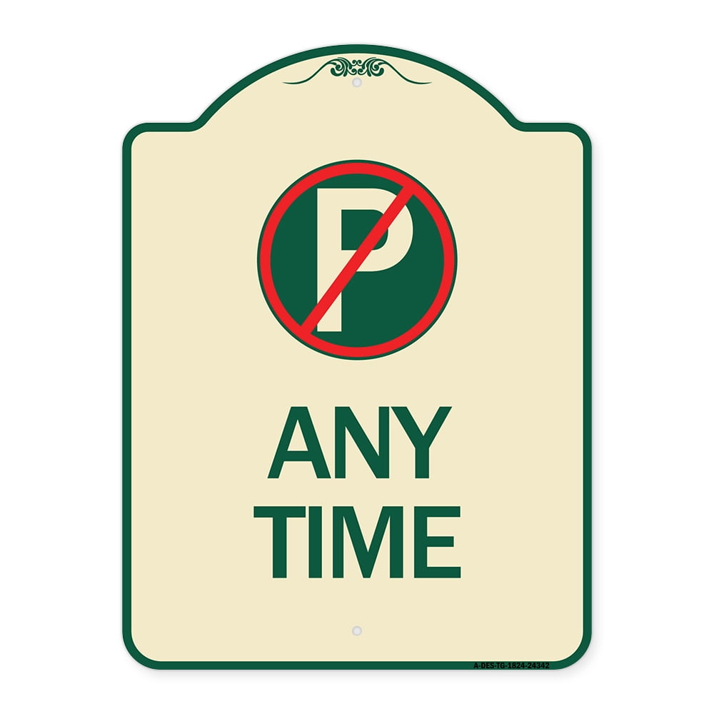 SignMission Designer Series Sign - Anytime (No Parking Symbol) | Tan ...