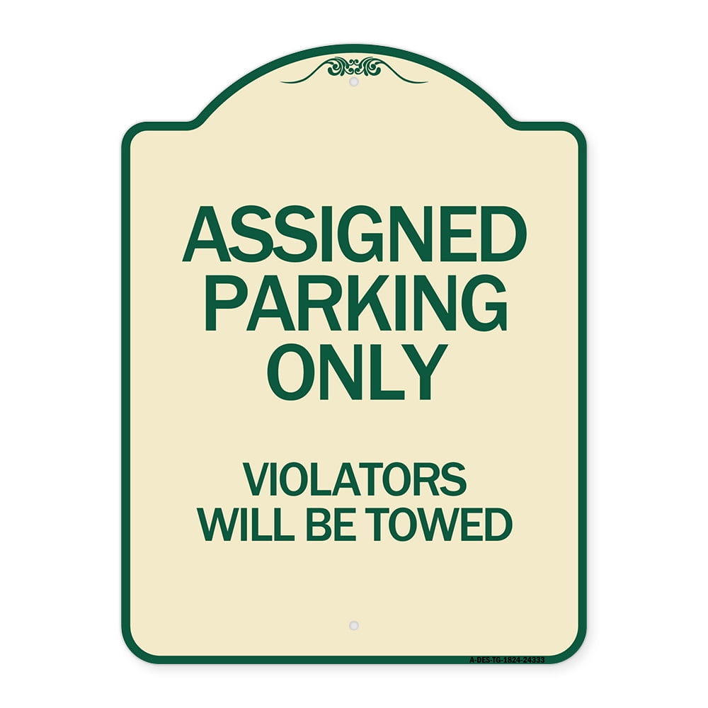 SignMission Designer Series Sign - Assigned Parking Only Violators Will ...