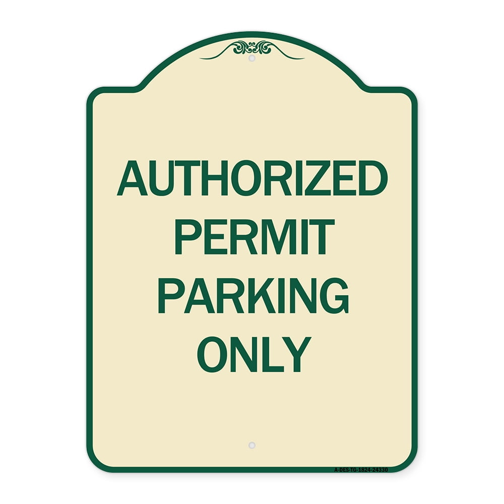 SignMission Designer Series Sign - Authorized Permit Parking Only | Tan ...