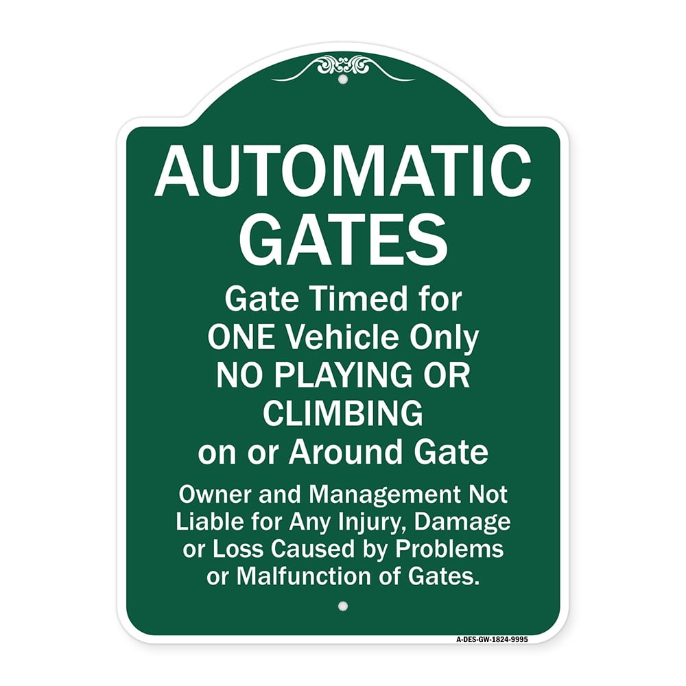 SignMission Designer Series Sign - Automatic Gates Gate Timed For One ...