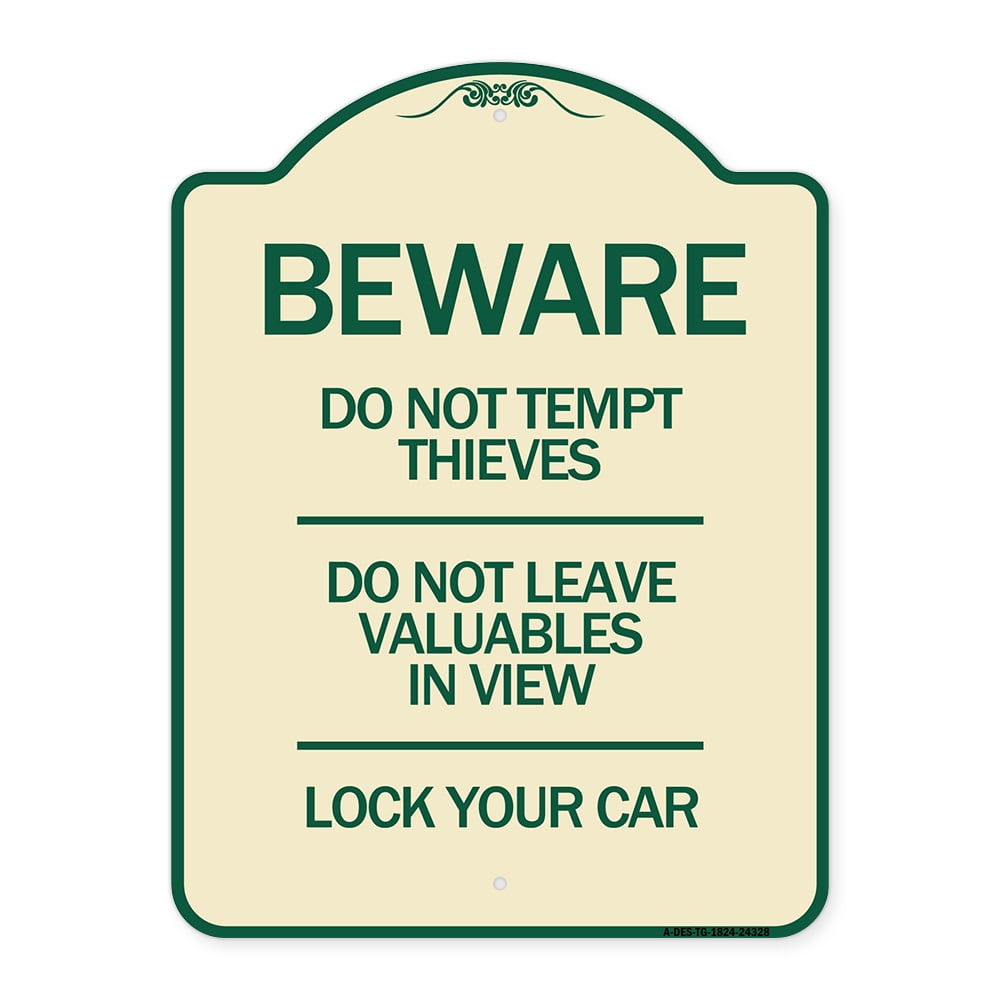 SignMission Designer Series Sign - Beware Do Not Tempt Thieves - Do Not ...