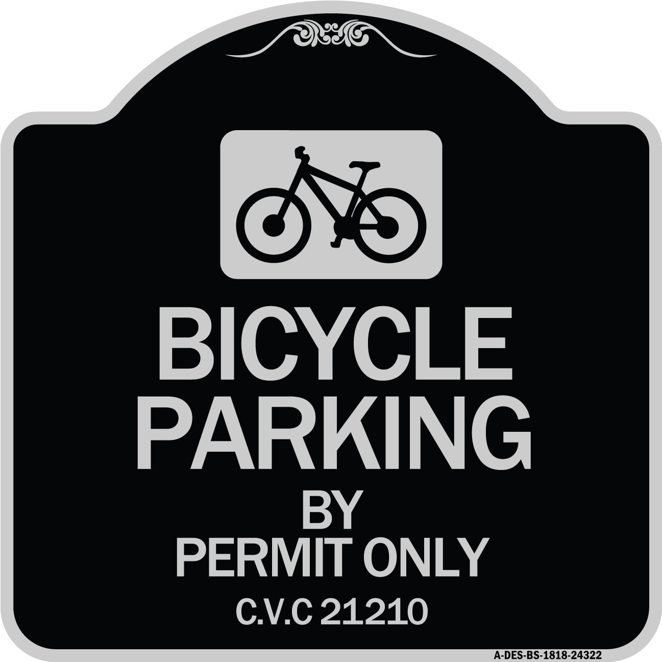 SignMission Designer Series Sign - Bicycle Parking by Permit Only C.V.S ...