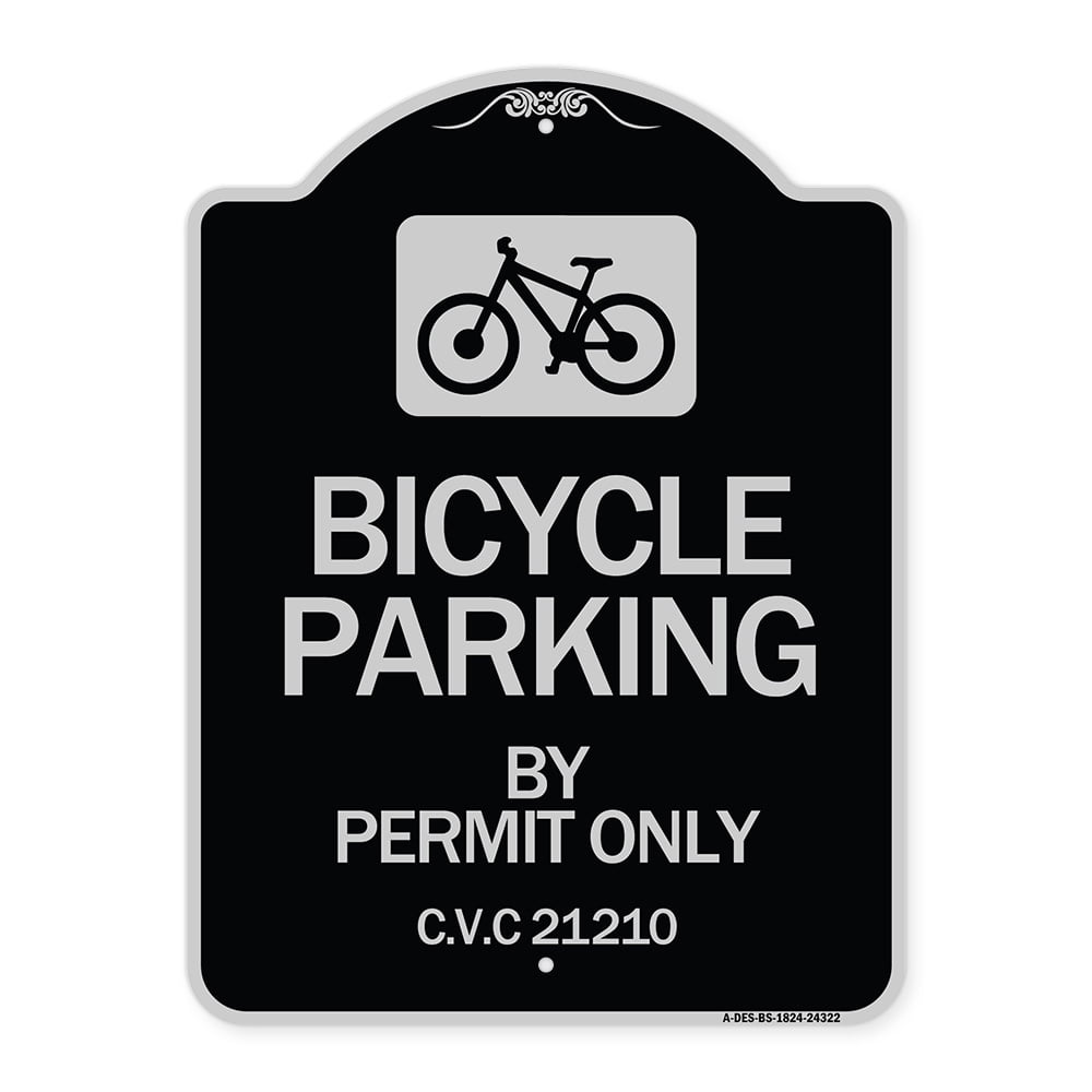 SignMission Designer Series Sign - Bicycle Parking by Permit Only C.V.S ...