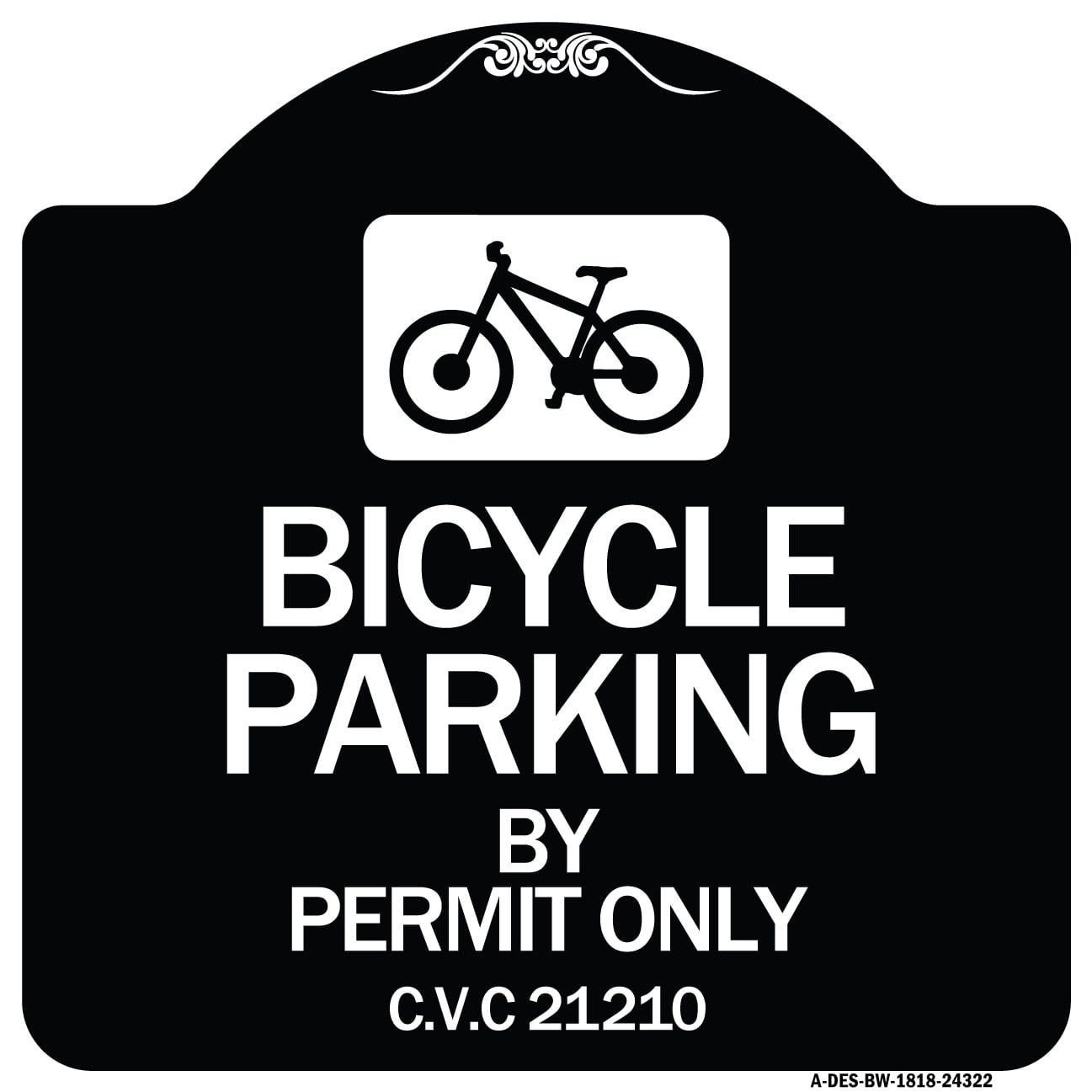 SignMission Designer Series Sign - Bicycle Parking by Permit Only C.V.S ...
