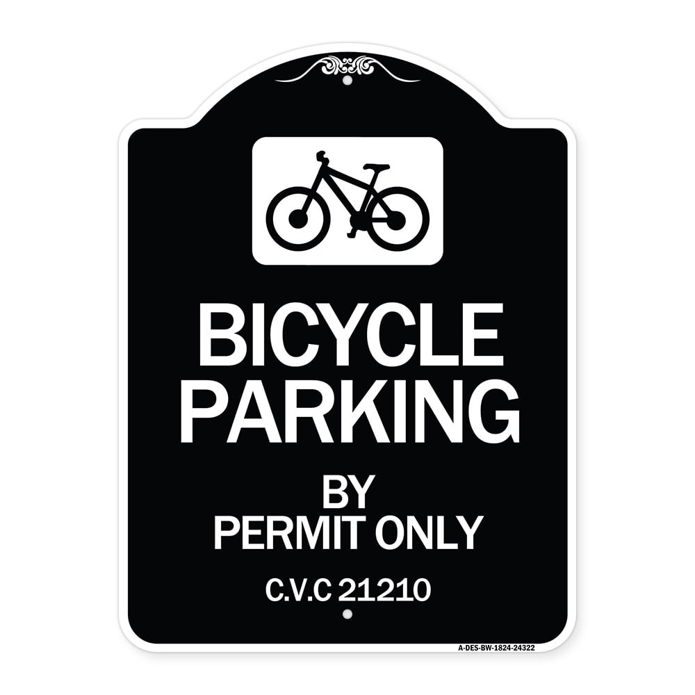 SignMission Designer Series Sign - Bicycle Parking by Permit Only C.V.S ... SignMission Designer Series Sign - Bicycle Parking by Permit Only C.V.S ...