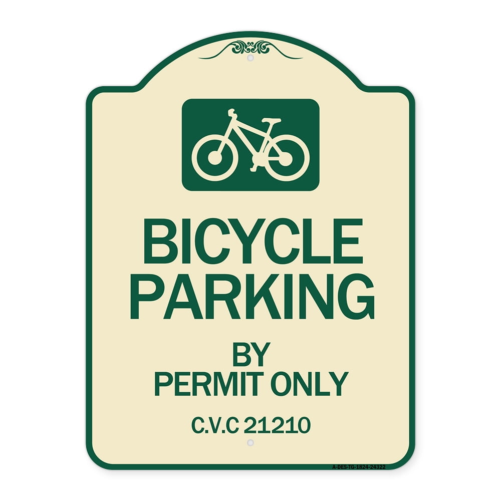 SignMission Designer Series Sign - Bicycle Parking by Permit Only C.V.S ...